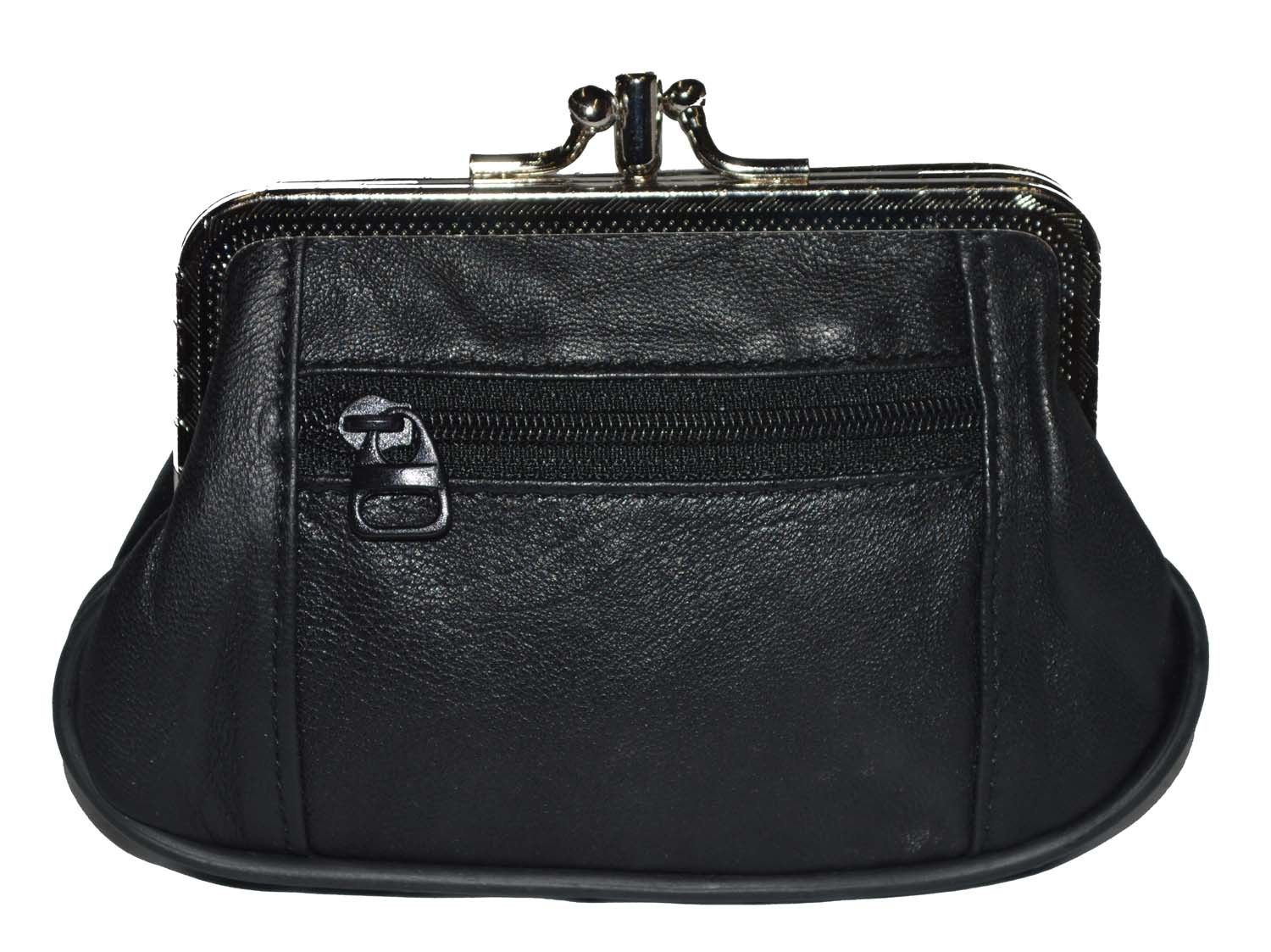 Black Large Leather Metal frame coin purse by Leatherboss | eBay