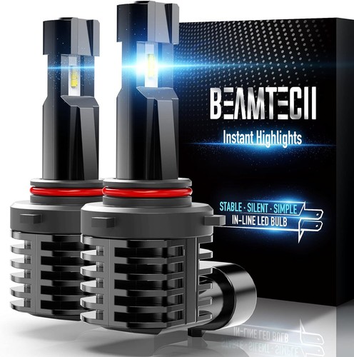 BEAMTECH 9005 HB3 LED Light Bulbs Fanless 12000LM 60W 6500K Xenon White ...