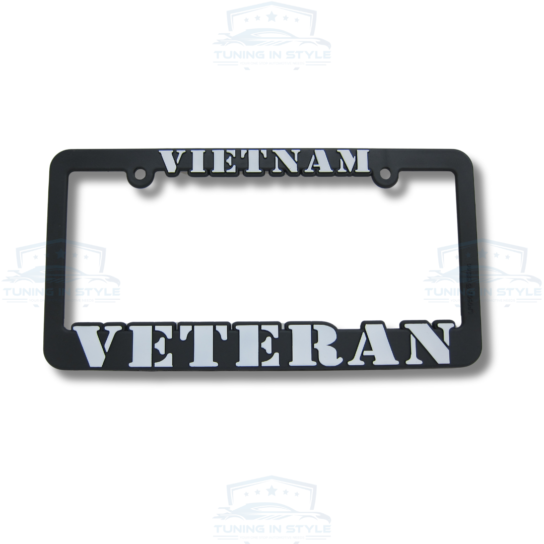 Vietnam War Veteran Embossed Black US Genuine License Plate Frame 6" x ...