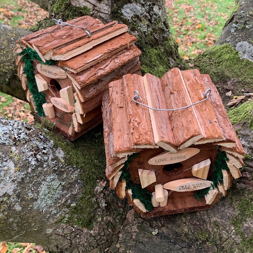 Bird Nest Box Wood Wooden Nesting Boxes Wild Birdhouse Straw Robin ...