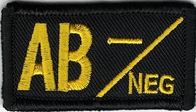 Yellow Black Blood Type AB- Negative Patch Fits For VELCRO® BRAND Loop ...