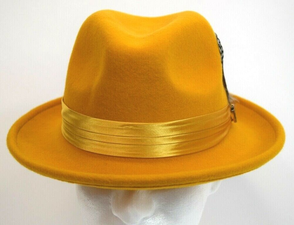 Men's Fedora Dress Hat Solid Gold UN-112 100% Australian Wool S, M, L ...