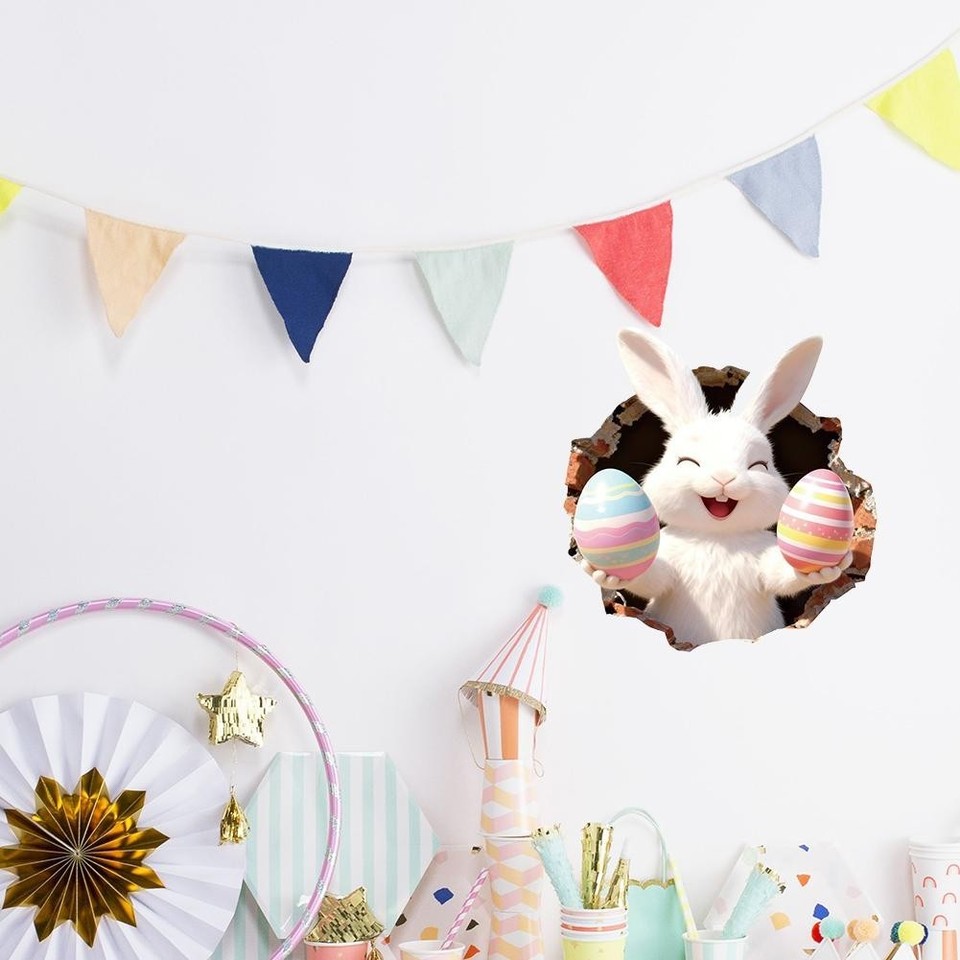 Easter Bunny Wall Stickers, Cute Easter Egg Window Sticker B4C2 | eBay UK