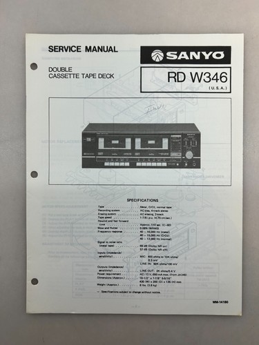 Sanyo RD W346 Original Service Manual Free Shipping | eBay
