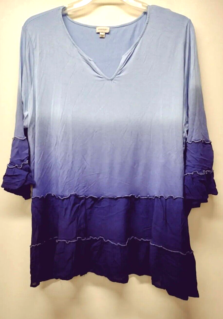 Avenue V-neck Layered Tunic Top Size 26/28 Blue Varigated | eBay