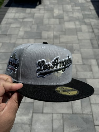 NEW ERA LOS ANGELES DODGERS SCRIPT GREY METALLIC 40TH PATCH FITTED 5950 ...