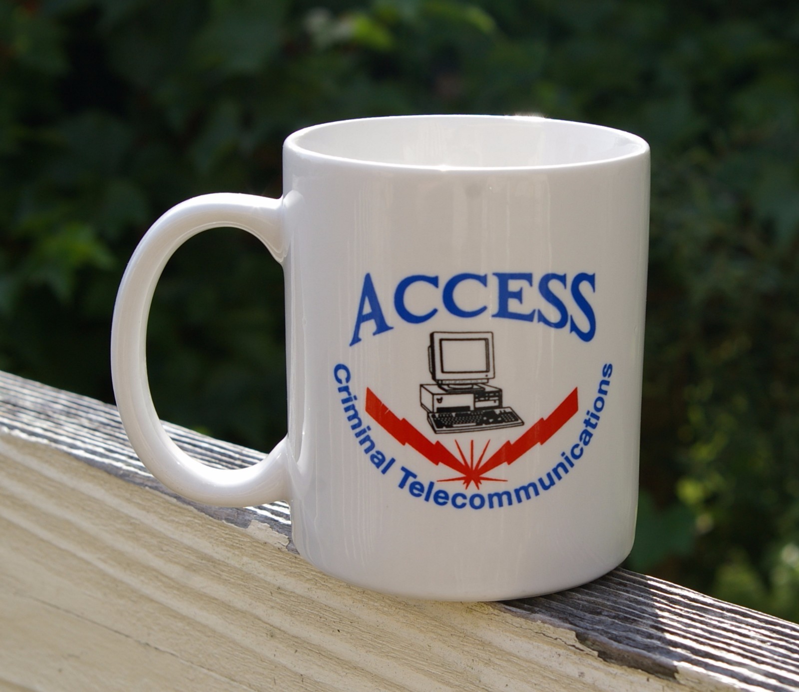 Retro Desktop Computer Logo Access Criminal Communications Coffee Mug ...