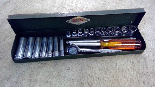 S-K Tools 1/4" Drive Socket Set 21pc. Ratchet & Metal Case USA Set ...