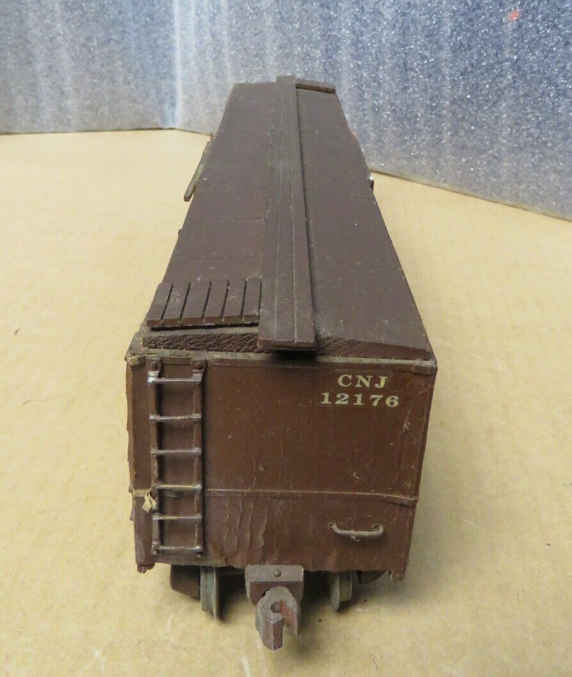 CUSTOM O SCALE WOODEN BOX CAR KIT BUILT CNJ 12176 SOLD AS IS NO BOX ...