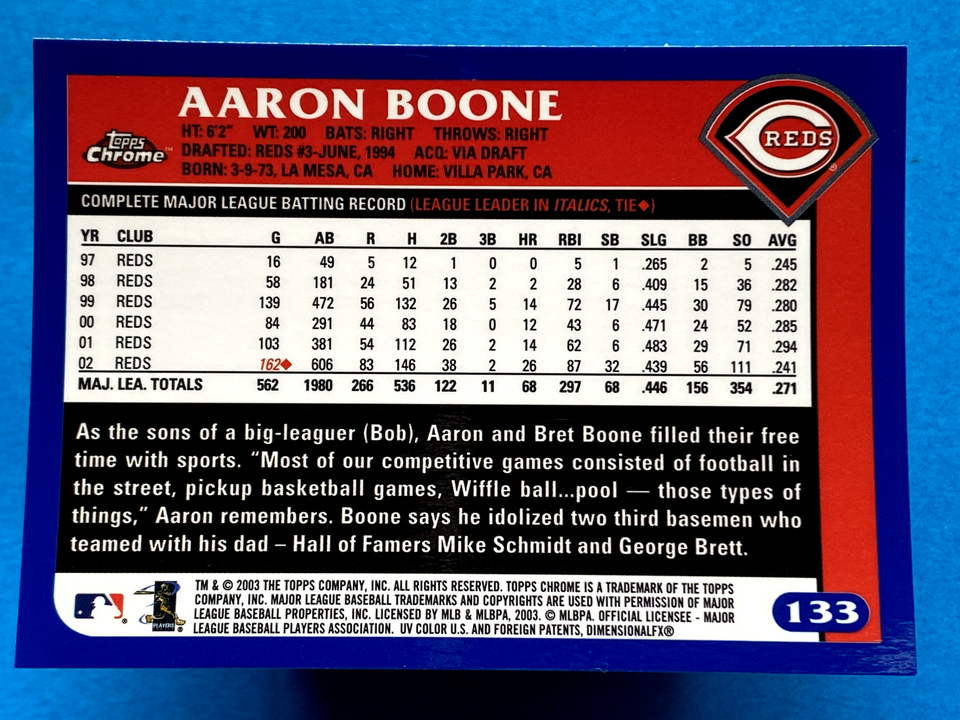 2003 Topps Chrome Aaron Boone #133 | eBay