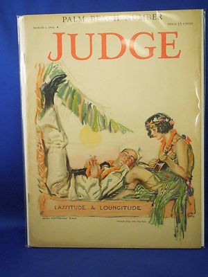 Judge Magazine March 1 1924 Palm Beach Hula Girl & Navy Sailor J.M ...