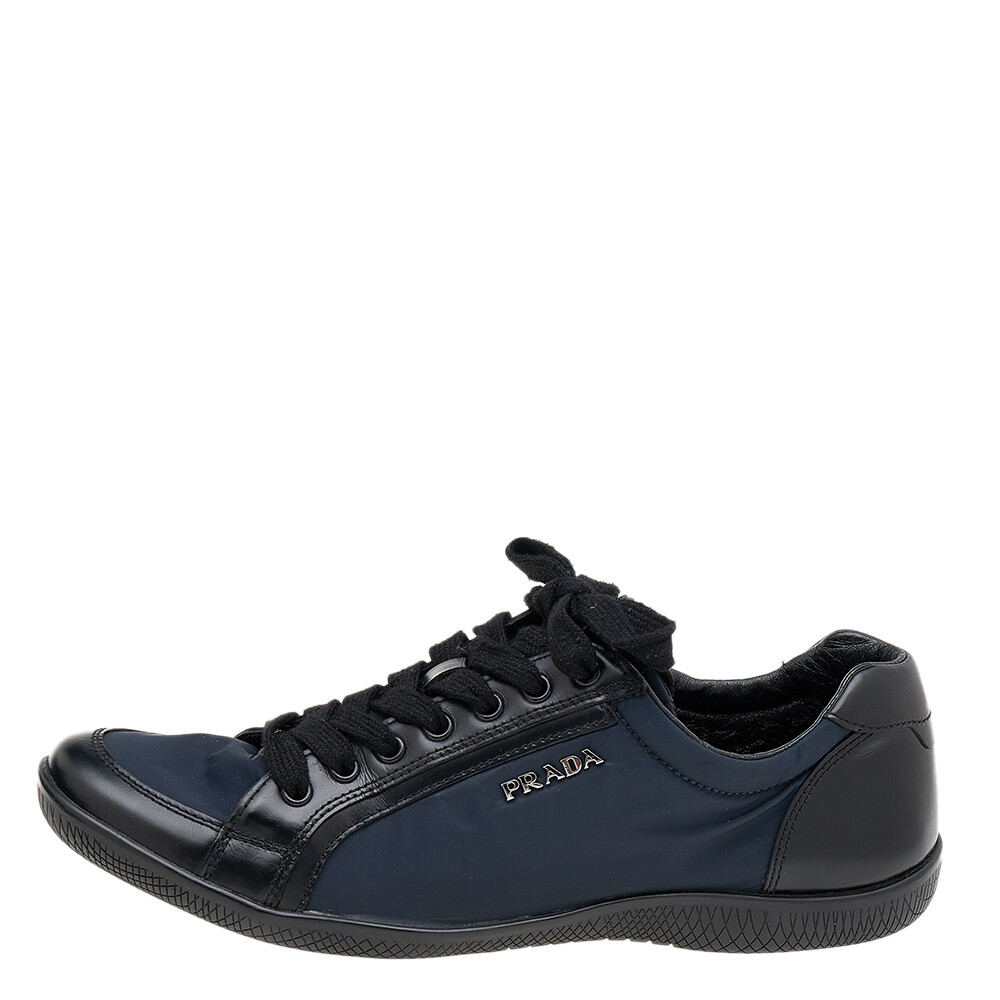 Prada Sport Navy Blue/Black Nylon And Leather Low Top Prada Sport Navy Blue/Black Nylon And Leather Low Top