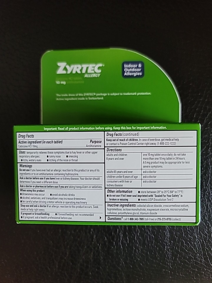 Zyrtec 10 mg 24 Hour Allergy Relief Tablets (90 Count) 300450206909| eBay