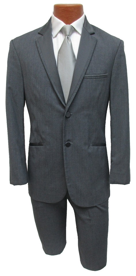 Men's Steel Grey Tuxedo Jacket with Pants Satin Notch Lapels 52XL 46W ...