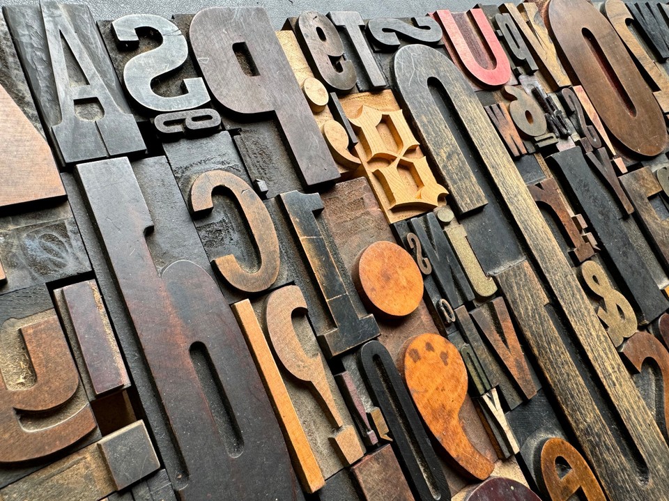 Giant Antique Letterpress Printer WOOD TYPE Mix 168 Pieces Full ...