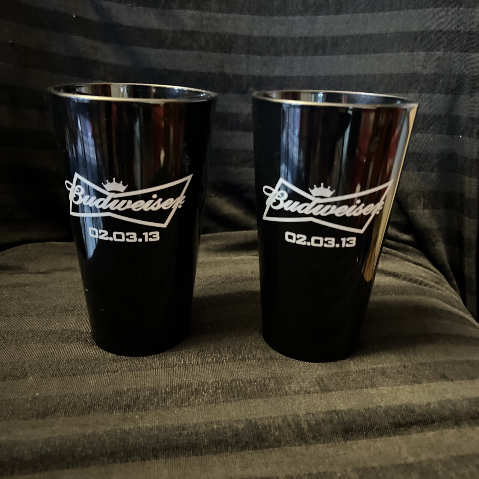 Budweiser Pint Glass Black Label 16 oz Beer Official Set of 2 | eBay