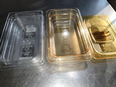 Plastic Cambro (2 Clear, 2 Yellow, 1 Yellow Lid) Cambro Size 6.25x10 ...