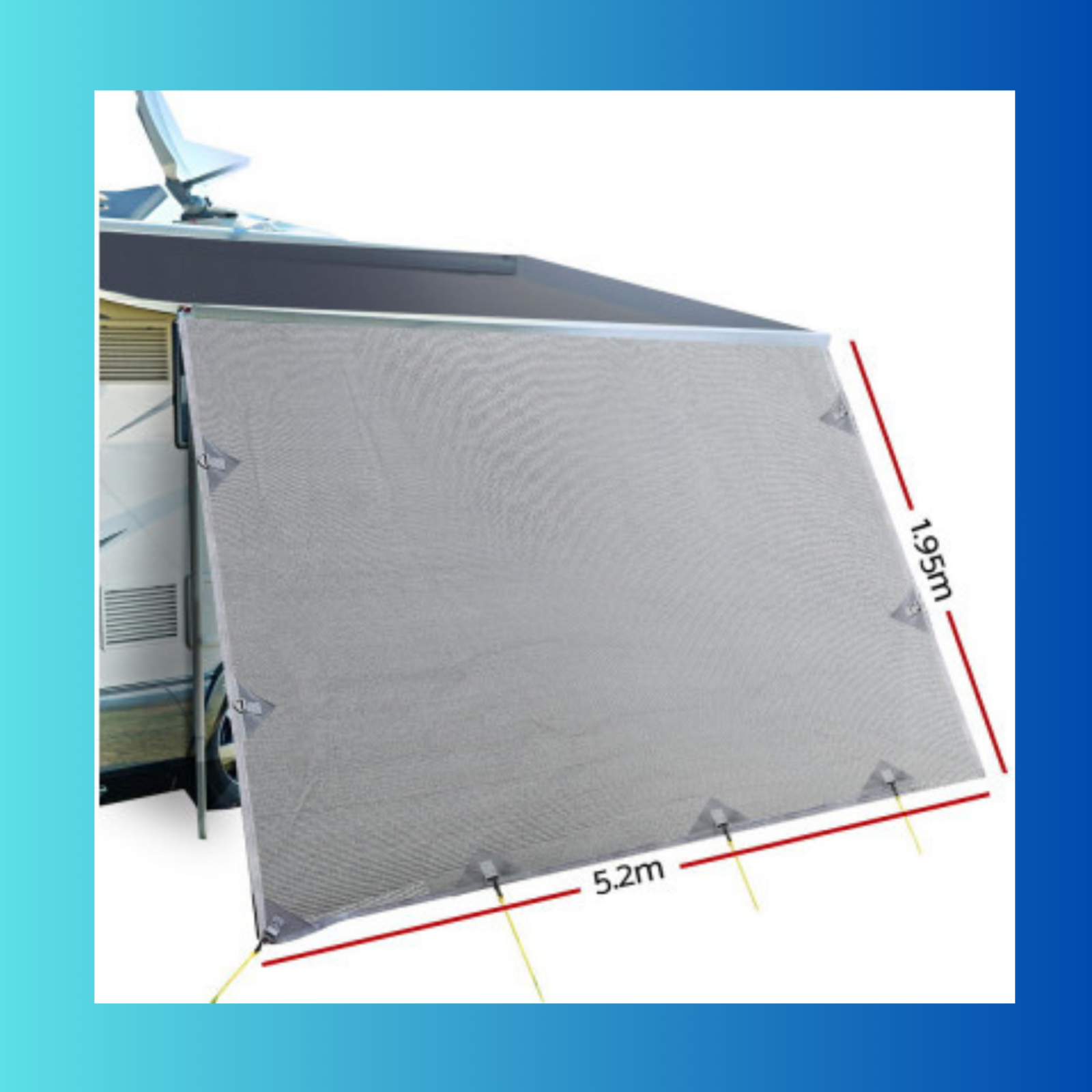 5.2M Caravan Privacy Screens 1.95m Roll Out Awning End Wall Side Sun ...