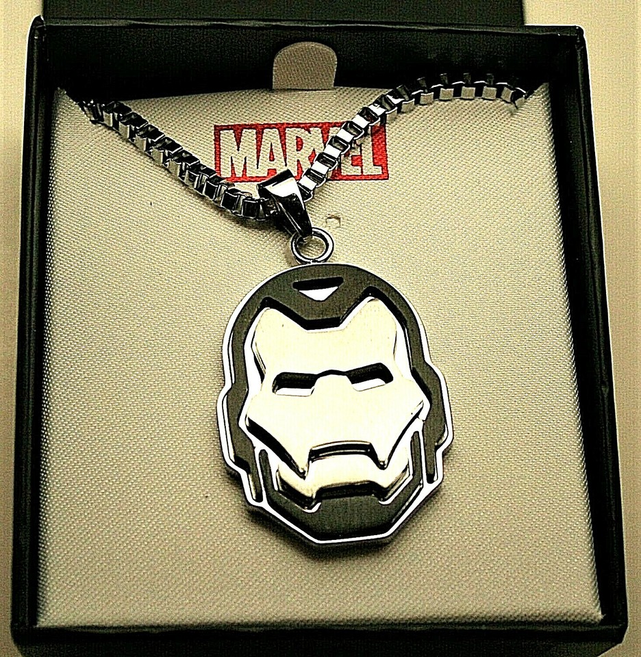 Marvel Comics Iron Man 3D Mask SS Necklace Pendant New NOS Box Type 1 ...