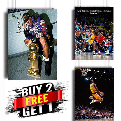 Kobe Bryant Champion NBA Basketball Poster Motivation A3/A4 | eBay