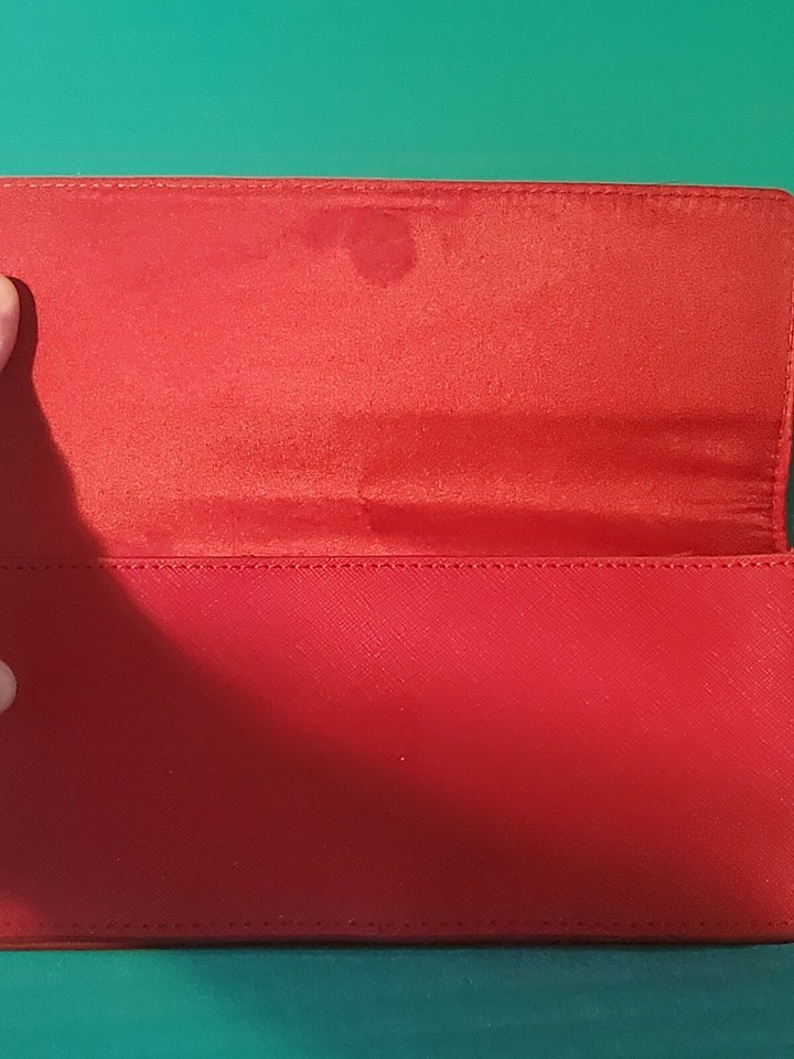 Authentic Michael Kors Red Checkbook Wallet, Good Condition! Free ...