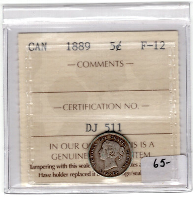 1889 Canada 5 Cents Silver Coin - ICCS Graded F-12 | eBay