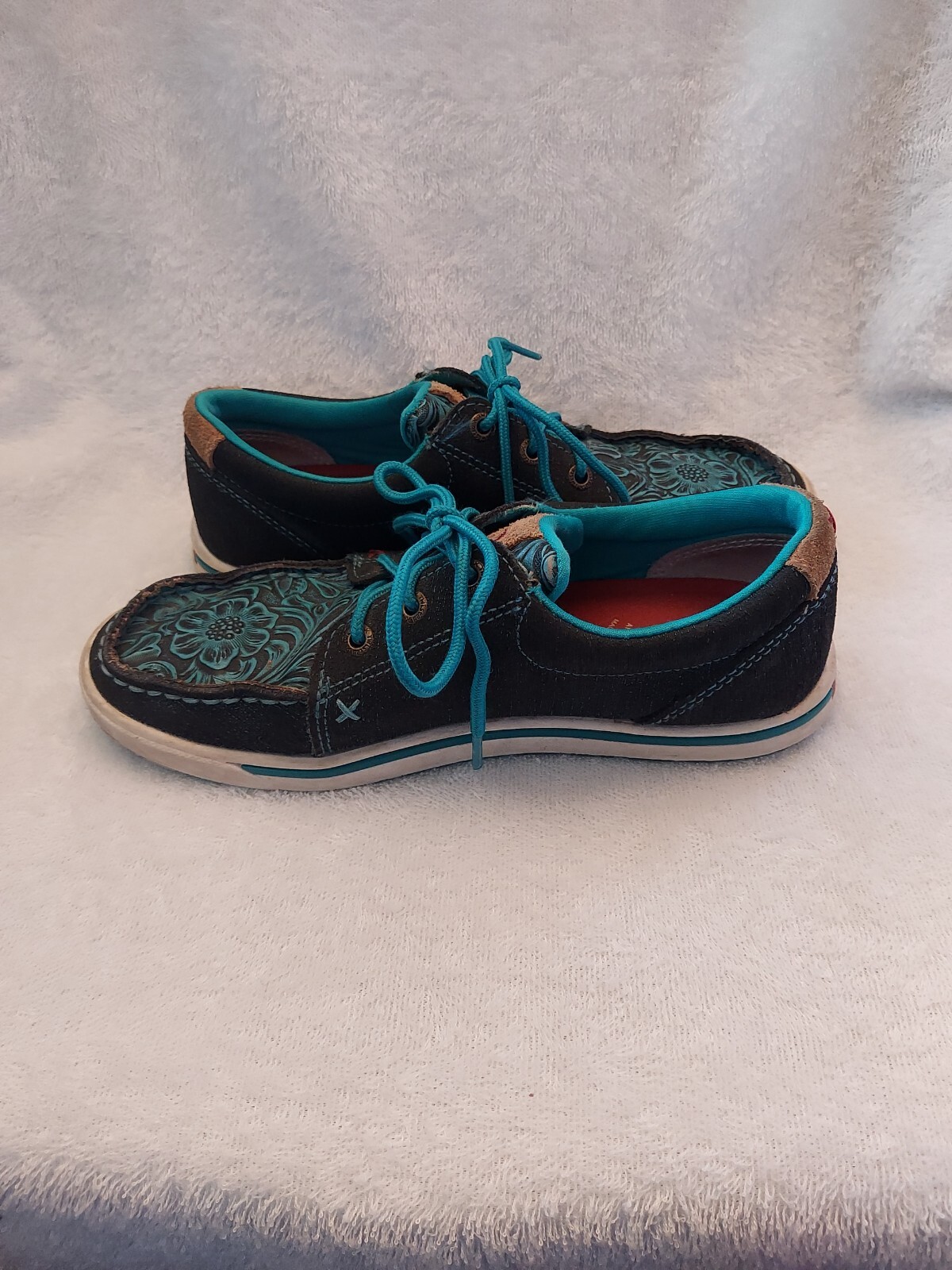 Women's Twisted X Kicks Teal & Black Tooled Leather C… - Gem
