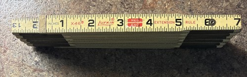 VINTAGE X46 LUFKIN FOLDING BRASS EXTENSION 72" WOOD RULE RED END ...
