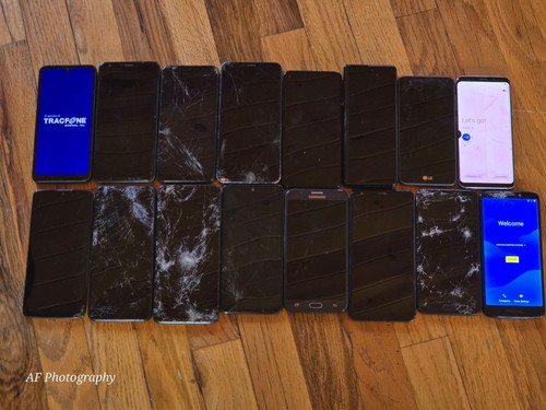 Lot of 16 Samsung, Pixel, etc phones read desc. Most turn on but ...