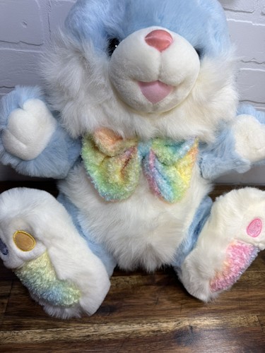 Large DAN DEE Hoppy Hopster Easter Bunny BLUE & White Rainbow Plush ...