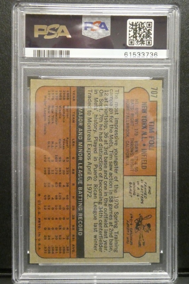 1972 Topps Tim Foli #707 PSA 6 EX-MT | eBay