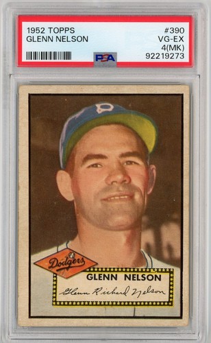 1952 Topps Baseball #390 Glenn Nelson Brooklyn Dodgers HIGH Number PSA ...