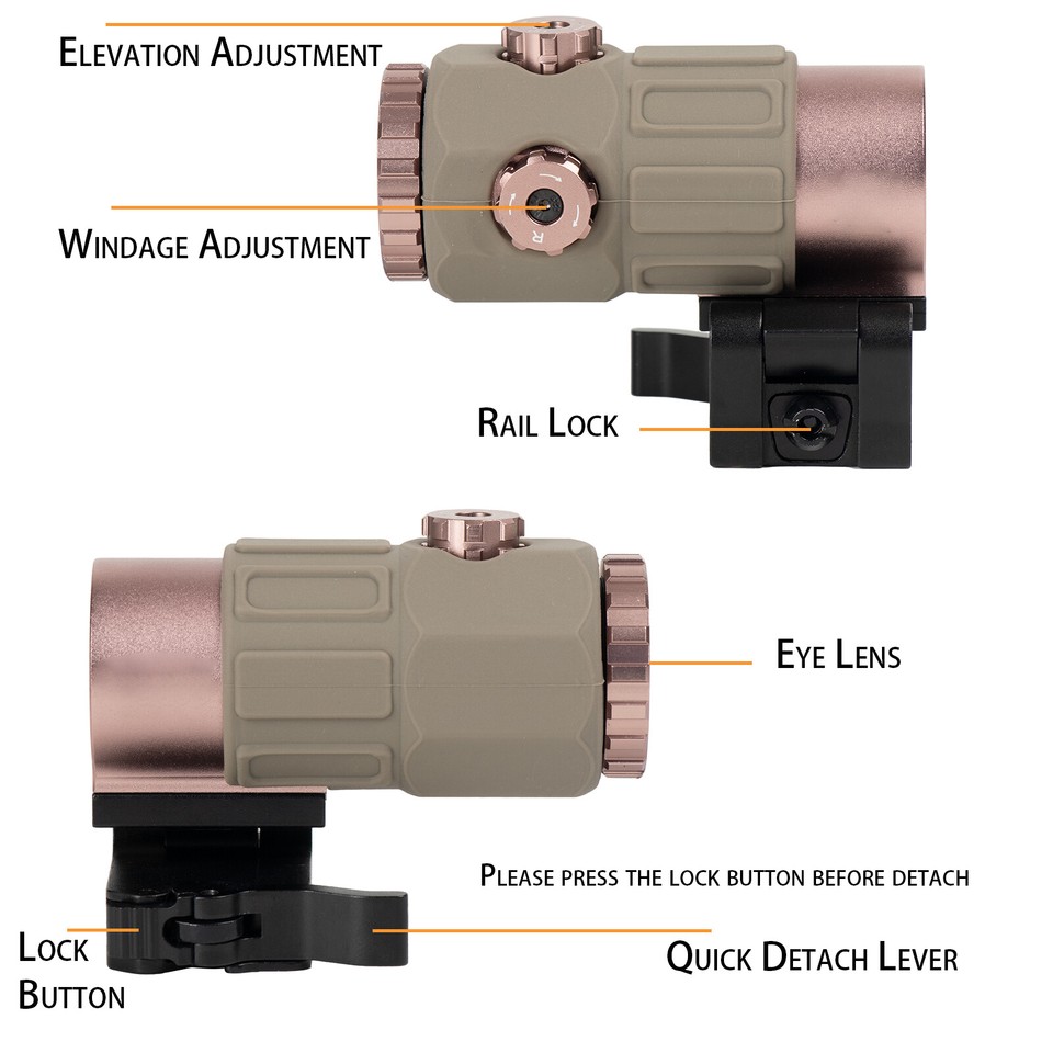 558+G45 Holographic Sight w/ 5x Magnifier Red Green Dot Holo Clone Full ...