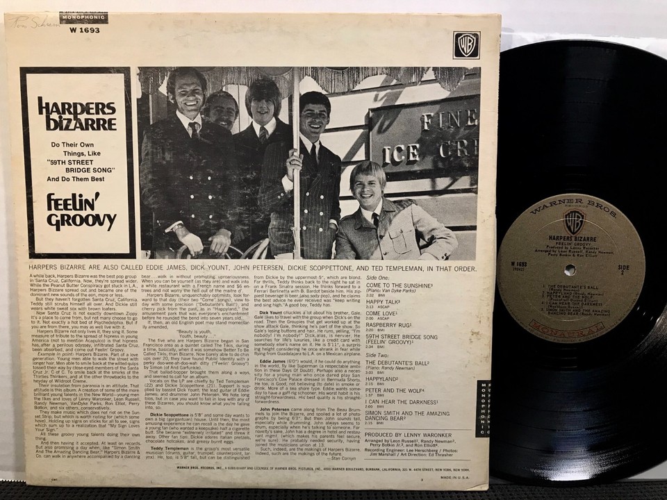HARPERS BIZARRE Feelin Groovy LP WARNER BROS 1693 MONO 1967 Pop Rock ...