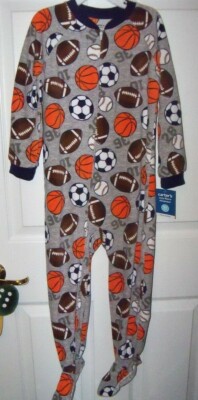 Carter's Football Gray One Piece Footed Pajama Boys Size 24 Months NWT ...