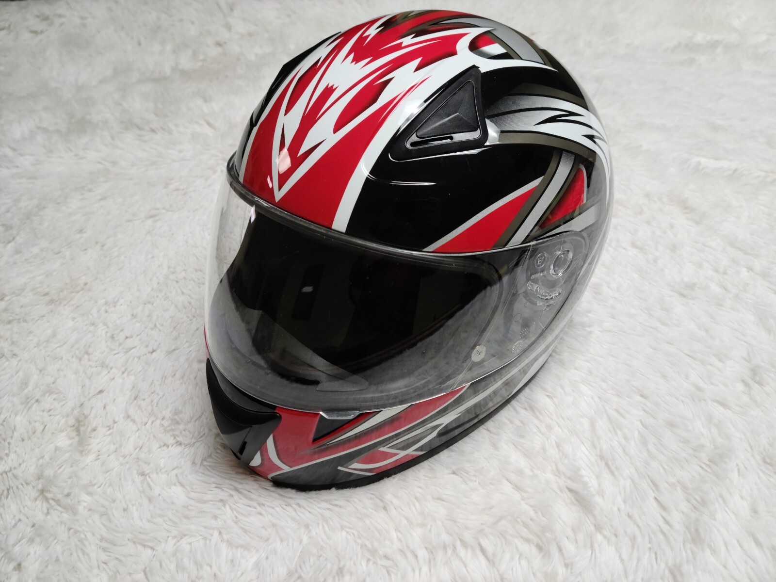 HCI Red Blade Full Face Motorcycle Helmet Fully-Vented w/ ABS Shell 75 ...
