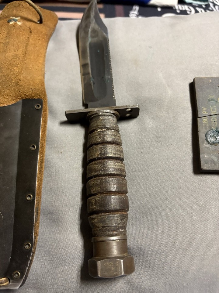 Vintage Camillus Military Survival Knife With Original Leather & Metal Sheath | eBay