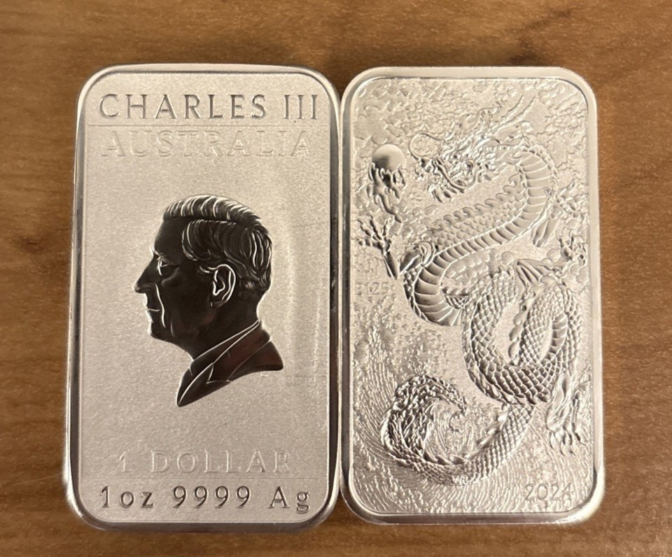 Minty - 2024 Perth Mint Australian Lunar Dragon 1oz 9999 Fine Silver ...