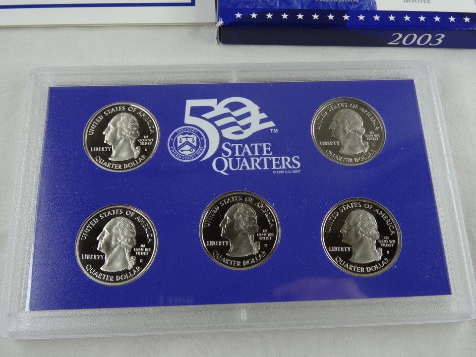 (10) 2003-S US Mint Statehood Quarters Proof Sets 50 Coins Box & COA ...