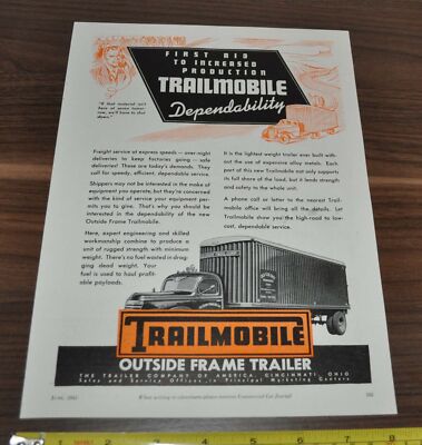 1941 Trailmobile Trailer Truck Ad Old Colony Eberhard Kingham Locks | eBay