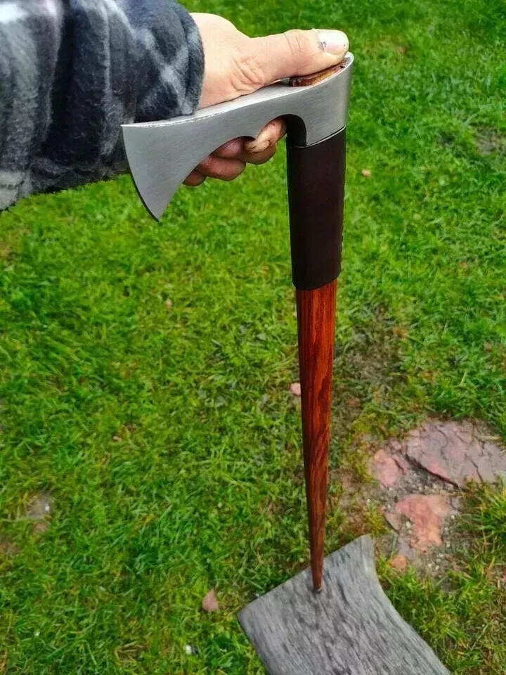 Walking Stick AXE | ROSE Wood Handle, Carbon Steel | Best Gift For ...