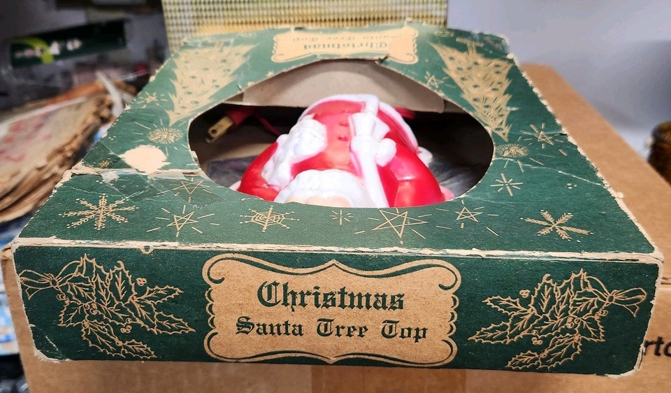 1940s/50s Vacuform Christmas Lighted Santa Claus Tree Topper With ...