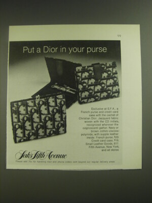 1974 Saks Fifth Avenue Ad - Christian Dior French Purse and Credit Card ...