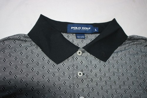Polo Ralph Lauren Men’s L Black Diamond Pattern Golf Fit 100% Cotton ...