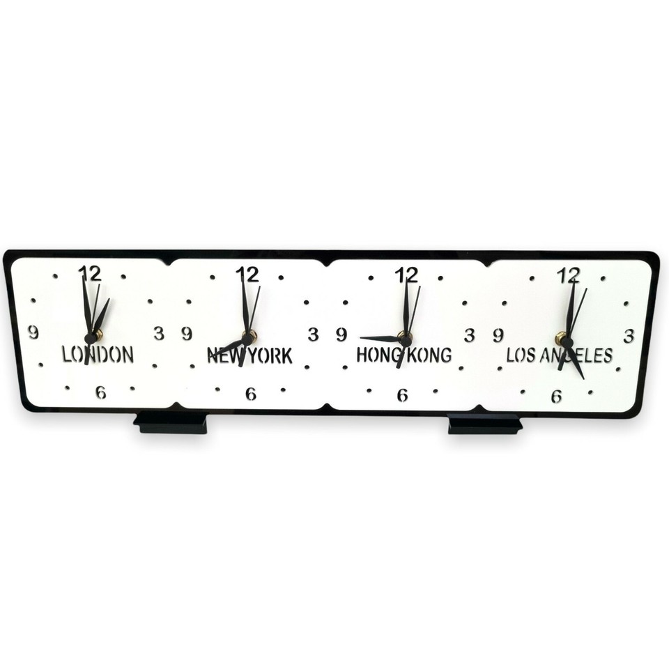 Family & Friends Names Rectangle 4 Time Zones Clocks & Desk Stand ...