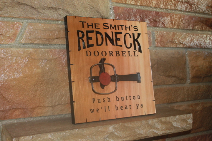 Redneck Doorbell Carved Cedar Novelty Sign Gift Decor Funny Signs ...