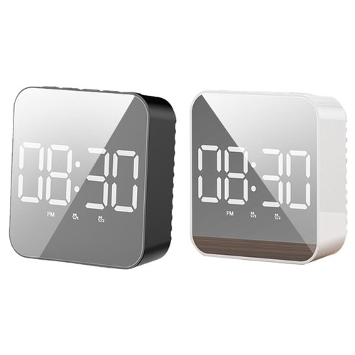 Contemporary LED Mirror Clock with Voice Activation and Temperature ...