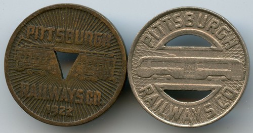 1922 Pittsburgh, Pennsylvania PA Pittsburgh Railways Co. Transit Token ...