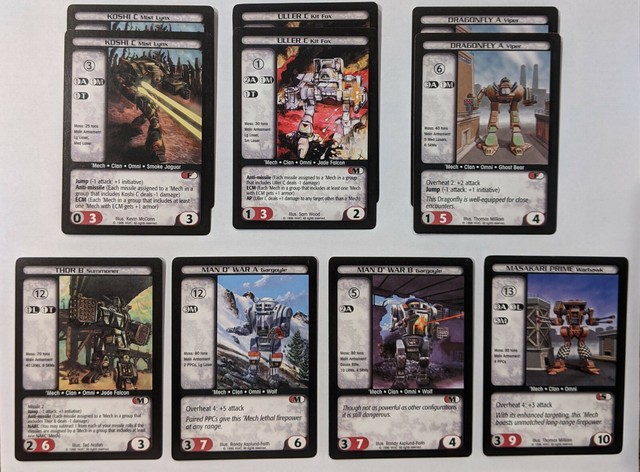 Battletech CCG TCG Card Game 10x RARE Clan Mech Cards, Limited Base Set ...