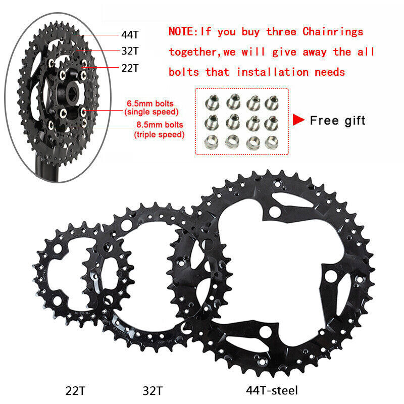 22t 24t 32t 42t 44t 64/104BCD Single/Double/Triple Bike Chain Rings For ...
